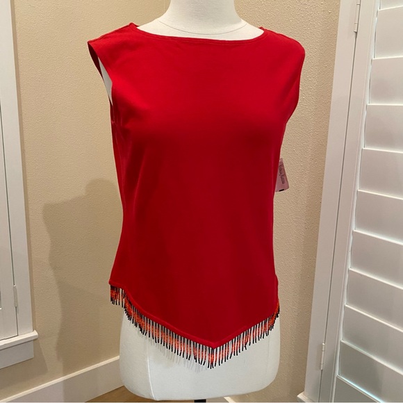 Neiman Marcus | Tops | Nwt Neiman Marcus Tank Red Stretch Dangle Bead ...
